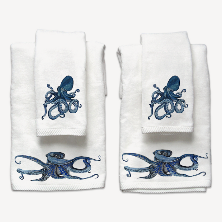 Octopus Embroidered Guest Towel Set – Tide Hill