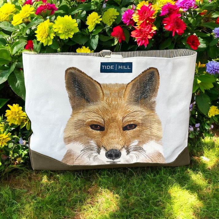 Fox Embroidered Tote Bag – Tide Hill