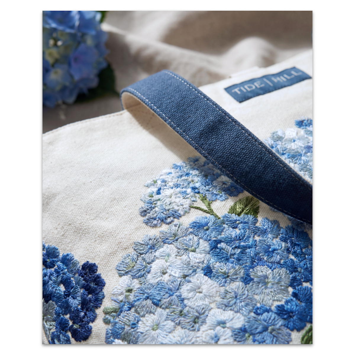 Hydrangea Embroidered Tote Bag – Tide Hill