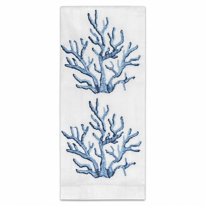 Coral Embroidered Tea Towel – Tide Hill